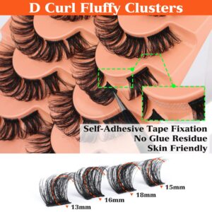 Lash Clusters False Eyelashes 18mm 5D Fluffy Faux Mink Lashes Extensions 56 Pcs DIY Wispy Volume Individual Lashes by TOOCHUNAG