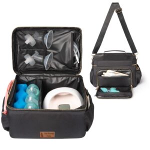 kadamii elitemom breast pump tote bag - compatible with spectra s1 s2 gold, medela, and more, stylish and functional for busy moms, with built-in cooler (patent pending)