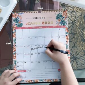 Elfstone 11x14 Inch Light Pink Color Wall Calendar-2023 December- 2024 September-Tear-Off Monthly Calendar with Built-in Hanging