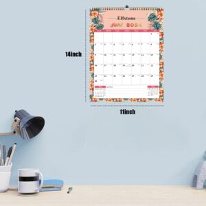 Elfstone 11x14 Inch Light Pink Color Wall Calendar-2023 December- 2024 September-Tear-Off Monthly Calendar with Built-in Hanging