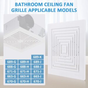 WKZO 2-Pack 97011723 Bathroom Ceiling Fan Grille with Springs Replacement Parts for Square Ceiling or Wall-Mount Exhaust Fan Cover Fits Models 663,670,671,675,688,689,Ventilation Fan