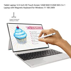 Bewinner 12.3In Laptop,3K Touch Screen 2880x1920 Resolution with Magnetic Keyboard Computers,Dual Band 2.4GHz 5GHz WiFi, BT12GB Laptop Computer for Windows11