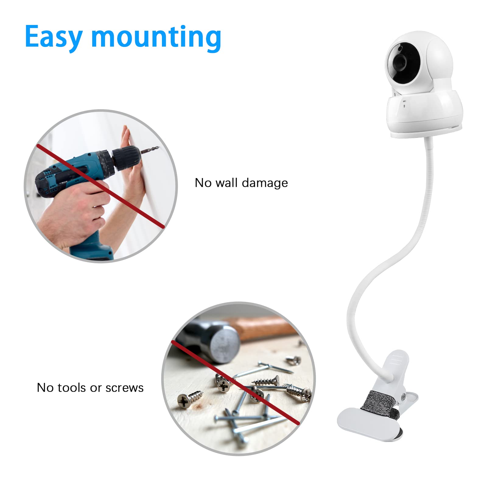 Aobelieve Baby Camera Flexible Clamp Mount for VTech VM923 and VM924 Video Baby Monitor