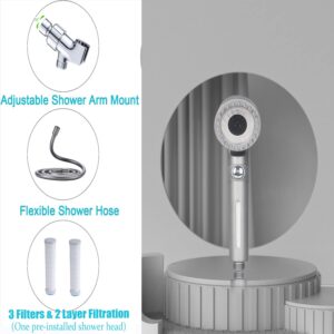 Shower Head with Handheld, Shower Heads High Pressure, High Flow Even with Low Water Pressure-Hand Held Showerhead Set,3 Modes Filtered Showerhead with 59″Replacement Hose/Bracket/Cotton Filters