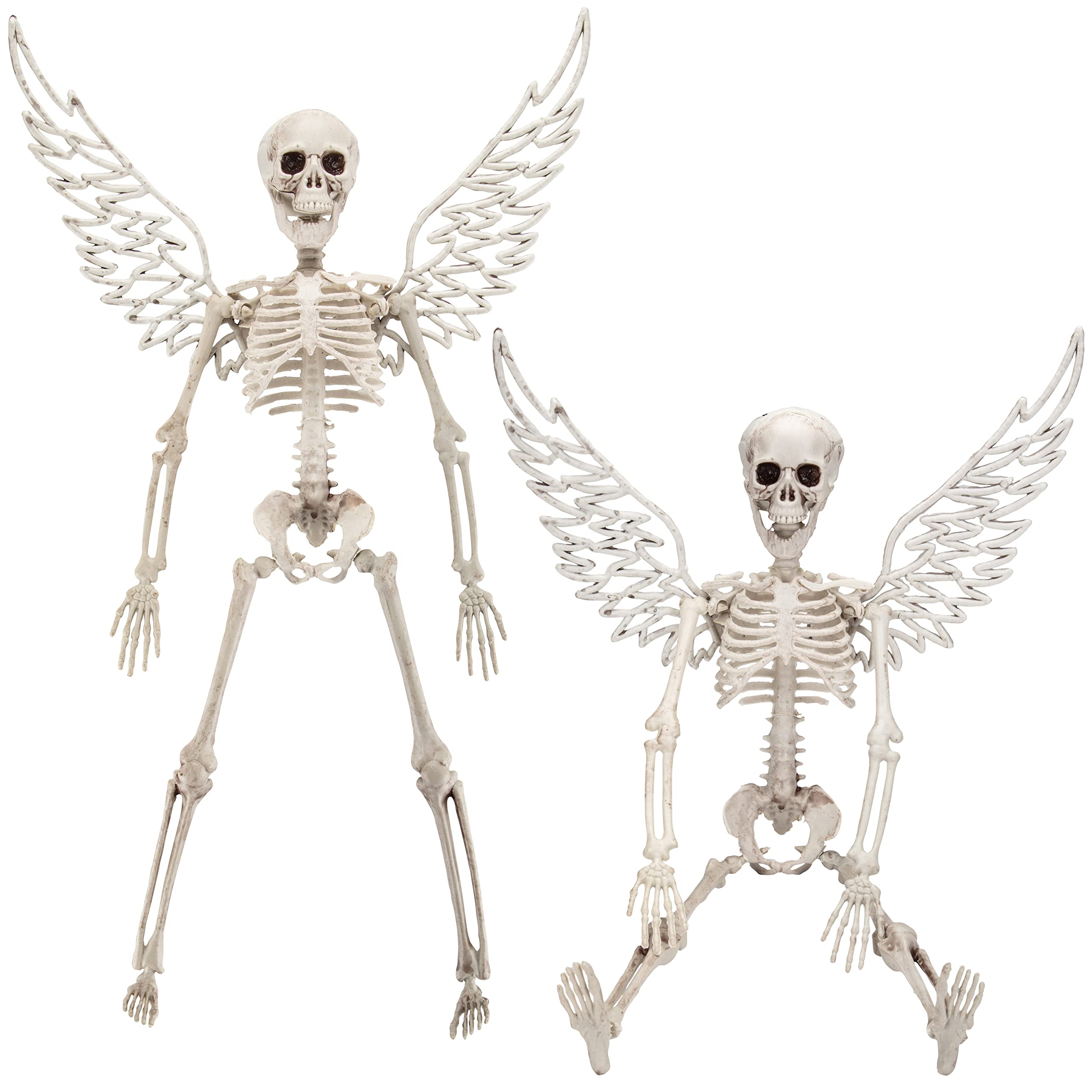 SCS Direct Angel Halloween Skeleton (2 Pack)- 16" Long- Weather Resistant Decorations-Graveyard Prop for Haunted House Party, Indoor/Outdoor Use, School Classroom