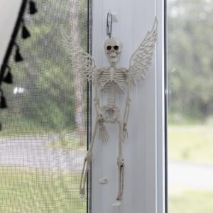 SCS Direct Angel Halloween Skeleton (2 Pack)- 16" Long- Weather Resistant Decorations-Graveyard Prop for Haunted House Party, Indoor/Outdoor Use, School Classroom