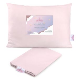 pink kona's perfect toddler pillow with soft toddler pillowcase - 13 x 18 inch toddler pillow - toddler pillow 2 year old