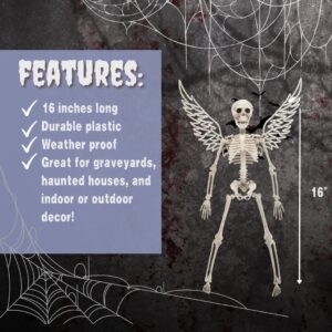 SCS Direct Angel Halloween Skeleton (2 Pack)- 16" Long- Weather Resistant Decorations-Graveyard Prop for Haunted House Party, Indoor/Outdoor Use, School Classroom