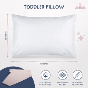 Pink Kona's Perfect Toddler Pillow with Soft Toddler Pillowcase - 13 x 18 inch Toddler Pillow - Toddler Pillow 2 Year Old