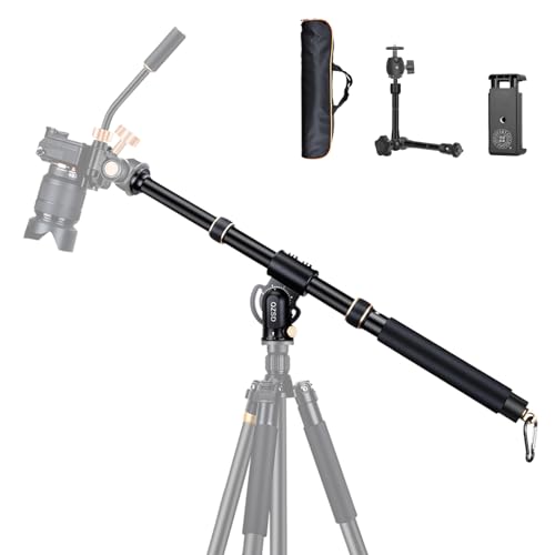 41" Aluminum Tripod Extension arm Retractable Horizontal Center Column arm with 1/4'' and 3/8'' scerws, 360° rotatable for Overhead, Multi-Angle Photography,Load Up to 33lbs,Tripod not Included