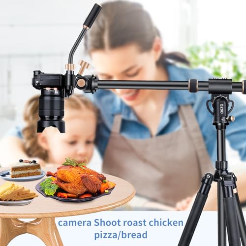 41" Aluminum Tripod Extension arm Retractable Horizontal Center Column arm with 1/4'' and 3/8'' scerws, 360° rotatable for Overhead, Multi-Angle Photography,Load Up to 33lbs,Tripod not Included