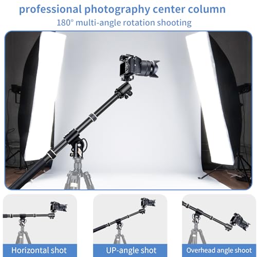 41" Aluminum Tripod Extension arm Retractable Horizontal Center Column arm with 1/4'' and 3/8'' scerws, 360° rotatable for Overhead, Multi-Angle Photography,Load Up to 33lbs,Tripod not Included