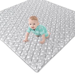 baby play mat 50" x 50" fit for todale baby playpen, premium foam mat non-slip cushioned baby playpen mat for playing, grey star