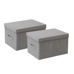 canfod collapsible storage bins with lids2 pack, storage box bins, organizer bins, storage bins for clothes (s(13.7x11.0x7.1) for 8-10 t-shirts, light grey)