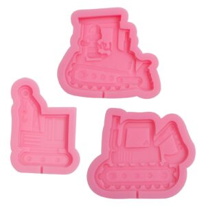 Bulldozer Silicone Fondant mold, Excavator Crane Chocolate Molds, Construction Site Theme Candy Baking Molds for Cake Decoration Cupcake Topper Clay Resin