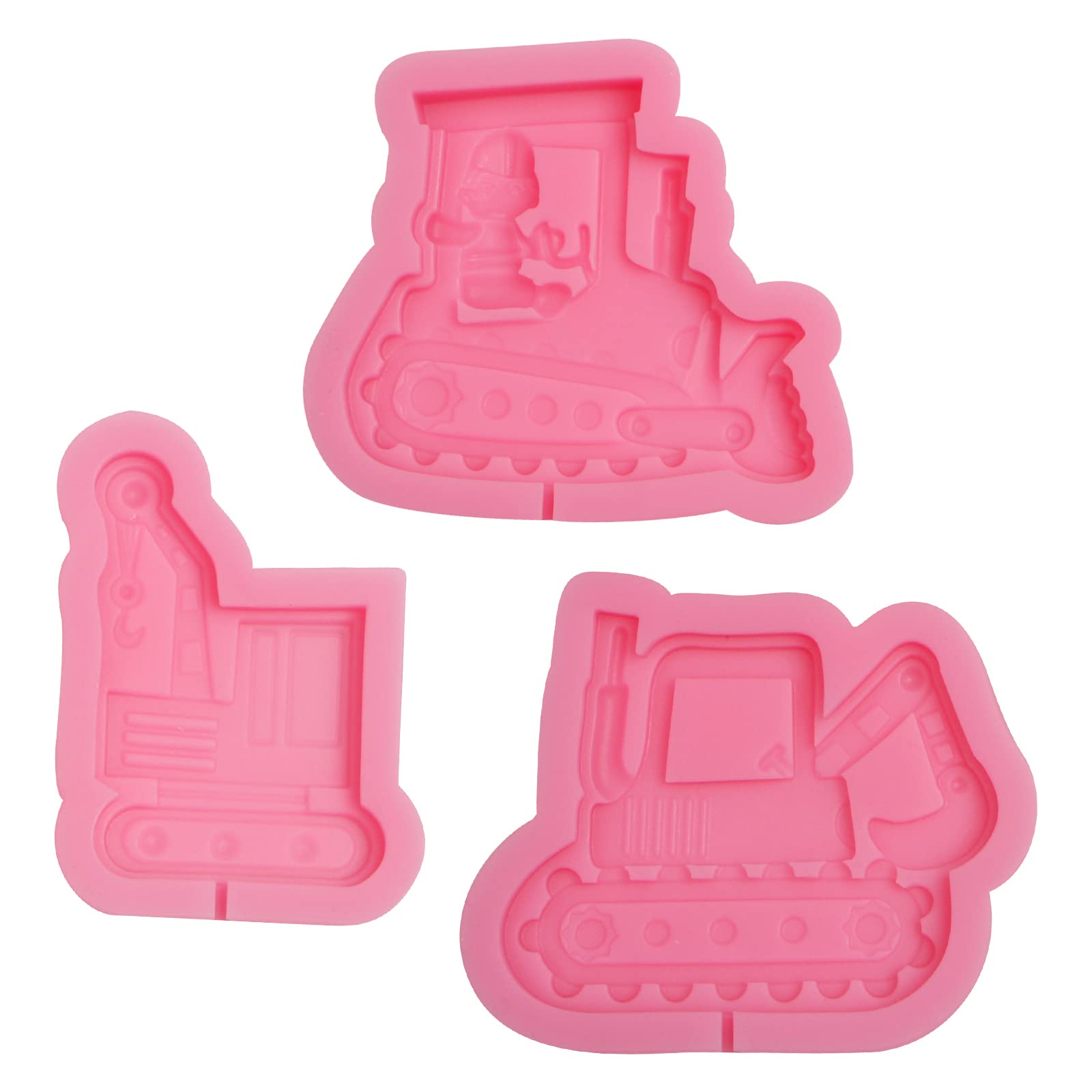 Bulldozer Silicone Fondant mold, Excavator Crane Chocolate Molds, Construction Site Theme Candy Baking Molds for Cake Decoration Cupcake Topper Clay Resin