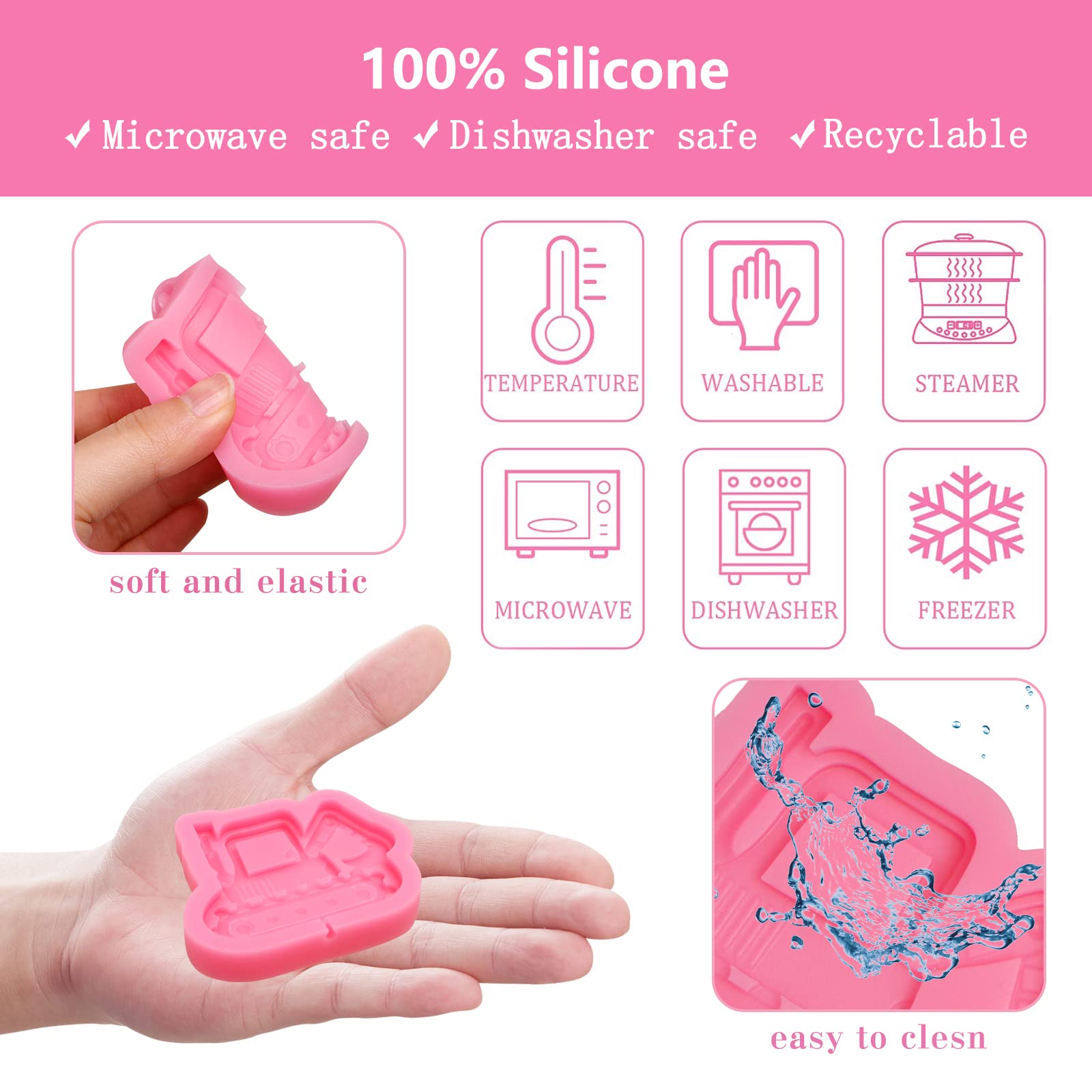 Bulldozer Silicone Fondant mold, Excavator Crane Chocolate Molds, Construction Site Theme Candy Baking Molds for Cake Decoration Cupcake Topper Clay Resin