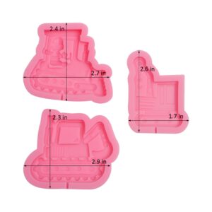 Bulldozer Silicone Fondant mold, Excavator Crane Chocolate Molds, Construction Site Theme Candy Baking Molds for Cake Decoration Cupcake Topper Clay Resin