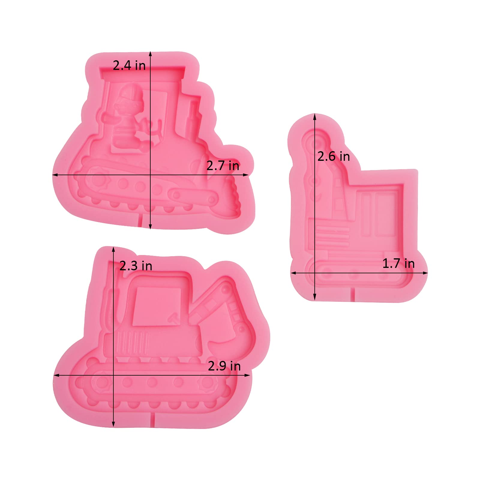 Bulldozer Silicone Fondant mold, Excavator Crane Chocolate Molds, Construction Site Theme Candy Baking Molds for Cake Decoration Cupcake Topper Clay Resin