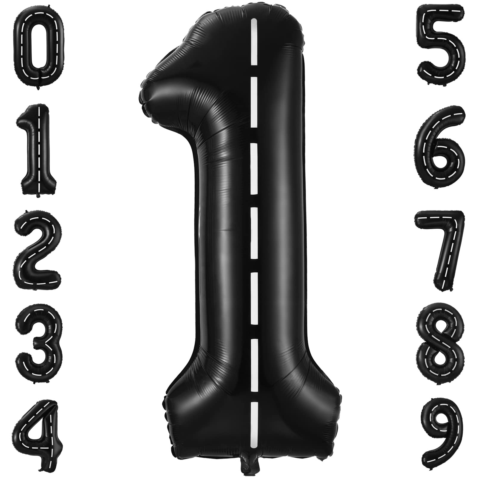 Race Car Number 1 Balloons,40 Inch Racing Car 1st Birthday Balloons Two Fast Balloon Race Track Black 1 Balloon Number for Cars Theme Birthday Party