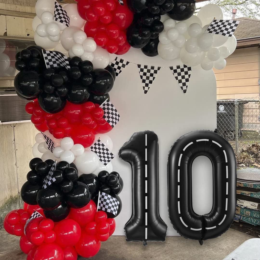 Race Car Number 1 Balloons,40 Inch Racing Car 1st Birthday Balloons Two Fast Balloon Race Track Black 1 Balloon Number for Cars Theme Birthday Party