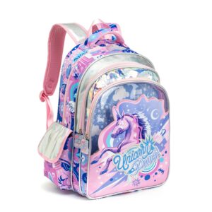 robhomily girls backpack kids backpacks for girls in preschool kindergarten elementary school,cute unicorn backpack for girls 4-8 lightweight kawaii school backpack 16 inch