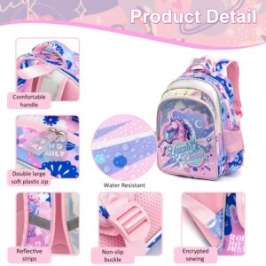 Robhomily Girls Backpack Kids Backpacks for Girls in Preschool Kindergarten Elementary School,Cute Unicorn Backpack for Girls 4-8 Lightweight Kawaii School Backpack 16 inch