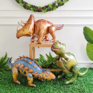 Large Self Standing Dinosaur 3pcs 38inch Tyrannosaurus Ankylosaurus Triceratops Balloons for Birthday Party Decoration Kit Party Supplies Decorations Gift (mixed)