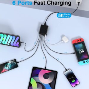 USB C Fast Charger 100W GaN Compact USB C Charging Station 6 Port USB Type C Charging Block Hub Power Strip, 4 PD USB C 2 QC USB A Wall Charger for iPad iPhone 15 14 13 12 11 Pro Max Pixel Note Galaxy