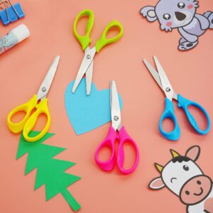 Oiijiok Left Handed Scissors Kids,5" Lefty Scissors Kids with Comfort Grip Handles,Blunt Tip Safety Left handed Kids Scissors Stainless Steel Blades,Assorted,4 Pack