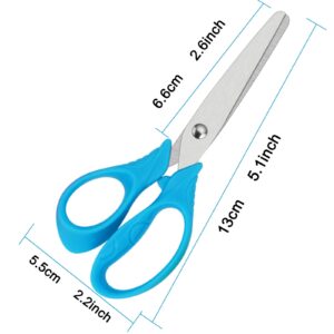 Oiijiok Left Handed Scissors Kids,5" Lefty Scissors Kids with Comfort Grip Handles,Blunt Tip Safety Left handed Kids Scissors Stainless Steel Blades,Assorted,4 Pack