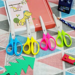 Oiijiok Left Handed Scissors Kids,5" Lefty Scissors Kids with Comfort Grip Handles,Blunt Tip Safety Left handed Kids Scissors Stainless Steel Blades,Assorted,4 Pack