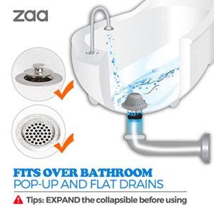 zaa Bathtub Drain Hair Catcher, Silicone Collapsible 1 Pack Drain Protector for Pop-Up and Regular Drains of Shower, Bathtub, Tub, Bathroom, Sink