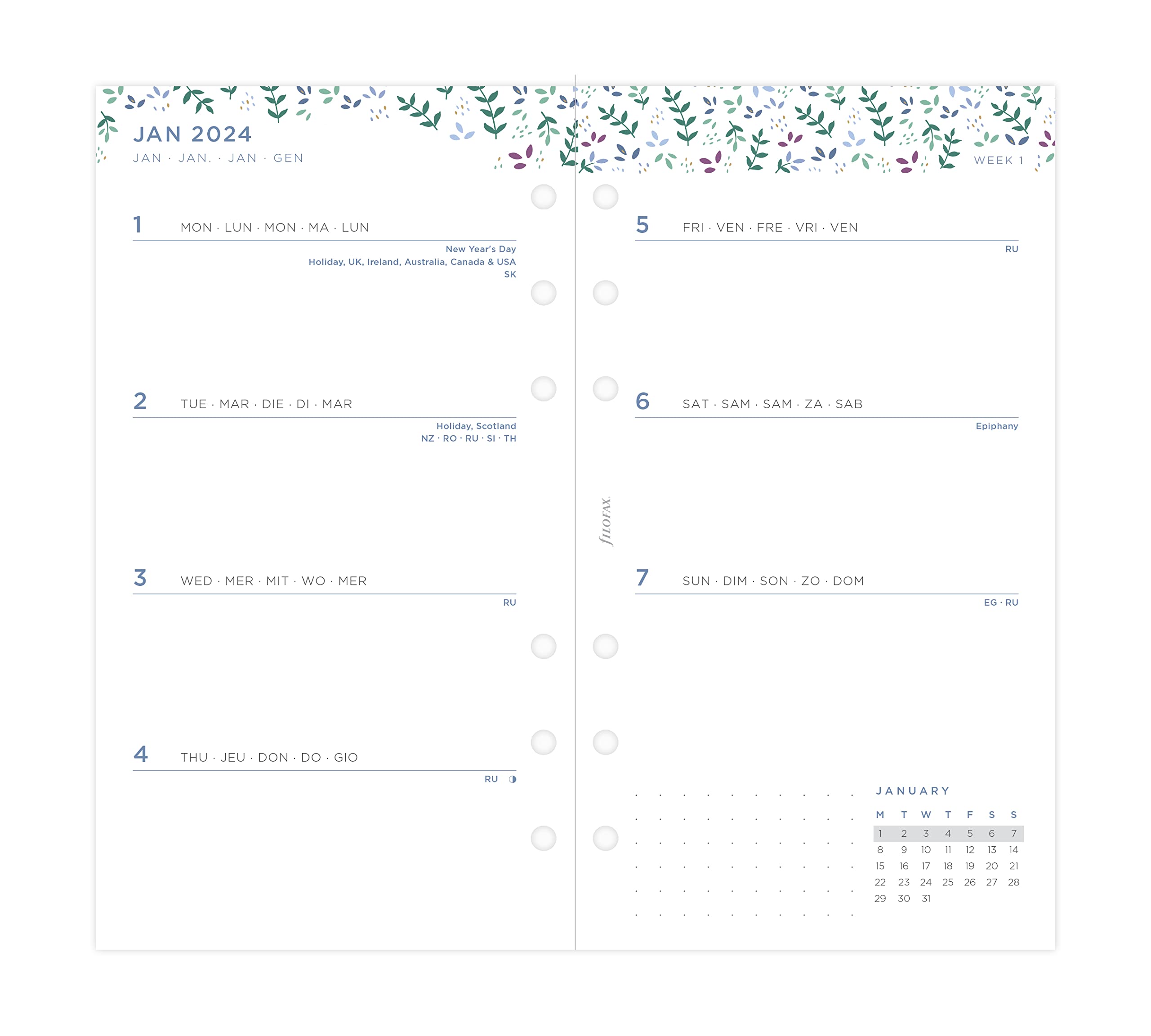 Filofax Personal Garden week to view diary - 2024