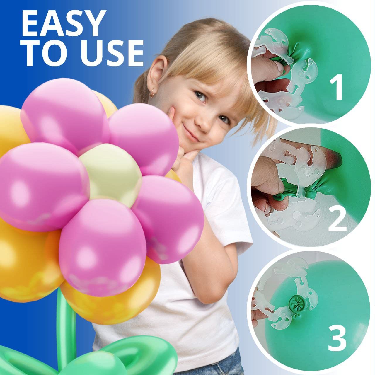 100 PCS Balloon Holder Sticks Helium Balloon Clips for Sealing Balloon Flower Clip for Birthday Decorations Balloon Arch Clips for Balloon Arch Stand Flower Balloon Clip for Balloon Garland Kit