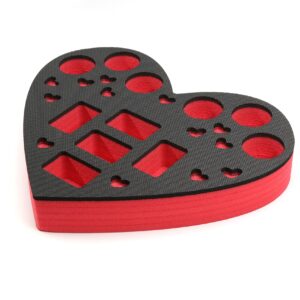 Polar Whale 2 Lotion and Body Spray Stand Organizers Heart Shaped Large Tray Red Black Durable Foam Washable Waterproof Insert for Home Bathroom Bedroom Office 15 x 12.5 x 2 Inches 11 Slots 2pc Pair