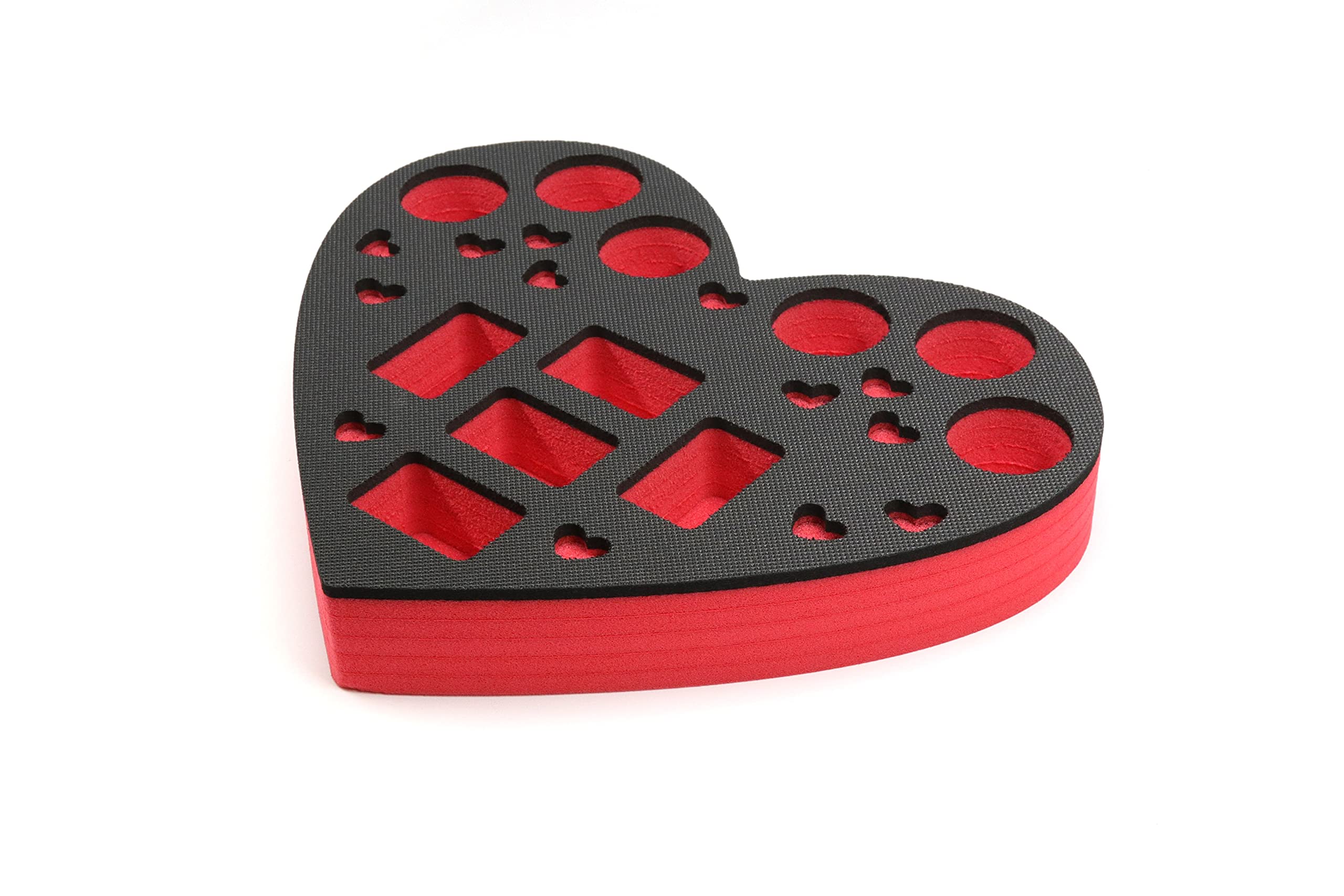 Polar Whale 2 Lotion and Body Spray Stand Organizers Heart Shaped Large Tray Red Black Durable Foam Washable Waterproof Insert for Home Bathroom Bedroom Office 15 x 12.5 x 2 Inches 11 Slots 2pc Pair