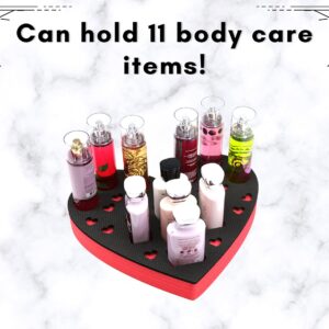 Polar Whale 2 Lotion and Body Spray Stand Organizers Heart Shaped Large Tray Red Black Durable Foam Washable Waterproof Insert for Home Bathroom Bedroom Office 15 x 12.5 x 2 Inches 11 Slots 2pc Pair