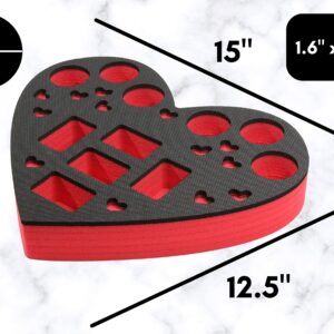 Polar Whale 2 Lotion and Body Spray Stand Organizers Heart Shaped Large Tray Red Black Durable Foam Washable Waterproof Insert for Home Bathroom Bedroom Office 15 x 12.5 x 2 Inches 11 Slots 2pc Pair