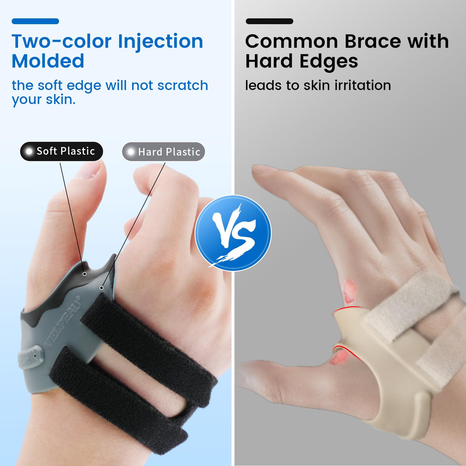 Velpeau Thumb Support Brace - CMC Joint Stabilizer Orthosis, Spica Splint for Osteoarthritis, Instability, Tendonitis, Arthritis Pain Relief for Women and Men, Comfortable (Black, Right Hand, Medium)