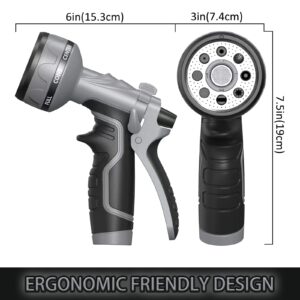 Garden Hose Nozzle,New Upgrade Hose Nozzle,8 Adjustable Watering Patterns Hose Sprayer Nozzle & Water Hose Nozzle, Hose Sprayer Suitable for Watering Plants/Washing Cars/Showering Pets (Grey)