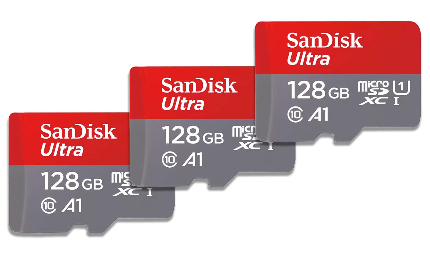 SanDisk 128GB 3-Pack Ultra microSDXC UHS-I Memory Card (3x128GB) with Adapter [New Version]