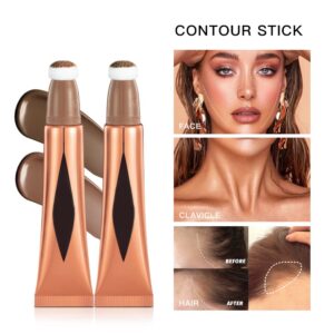 Bronzer Stick, Contour Stick, Contour Wand with Cushion Applicator,Shading Bronzer Stick Natural Matte Finish, Lightweight Blendable Super Silky Cream Contour Stick, Liquid Contour (05# Contour)