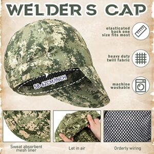 Mepase 4 Pcs Welding Caps Welding Beanie Hats Bulk for Men Women Welder's Cap Welding Helmet Liners Welding Accessories Tool(Many Colors, Summer Camo)