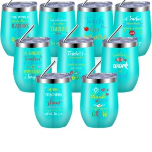 hotop 9 pcs funny teacher appreciation graduation gifts bulk for teachers men women coworkers employees staff nurse thank you stainless wine tumblers(christian)