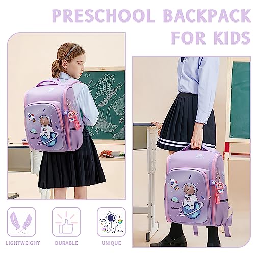 Maod Toddler Backpack for Girls School Kids Backpacks for Elementary with Padded Shoulders and A Free Pendant (Purple)