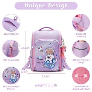 Maod Toddler Backpack for Girls School Kids Backpacks for Elementary with Padded Shoulders and A Free Pendant (Purple)