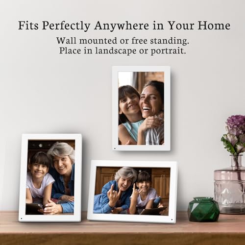 BSIMB 32GB WiFi Digital Picture Frame, 10.1 Inch Electronic Photo Frame with HD IPS Touch Screen, Light Sensor, Auto-Rotated, Wall-Mounted, Sharing Photos/Videos via App Email, Gift for Grandparents