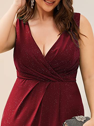 Ever-Pretty Women's Sexy Backless Pleated Split Empire Waist Plus Size Evening Dresses Burgundy US16