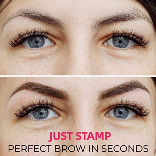 Eyebrow Stamp Stencil Kit With Clear Eyebrow Gel & 10 Reusable Eyebrow Stencils Eye Brow Tingting Kit Stamp and Stencil Brow Set Eyebrow Stamping Set Long-lasting Waterproof Effect(Dark Brown-)